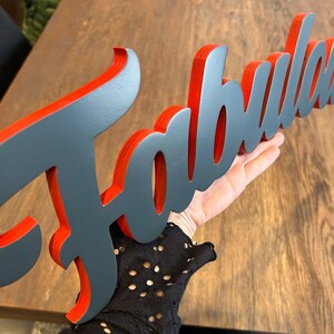 Fabulous Wood Sign, 2 Colored, Vanity Decor, Curved Wall Sign, Script ...