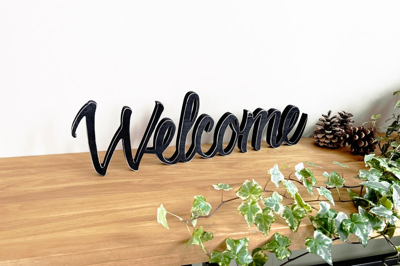 Large Self-standing Welcome Sign | Wooden Welcome Sign | Entrance Room ...