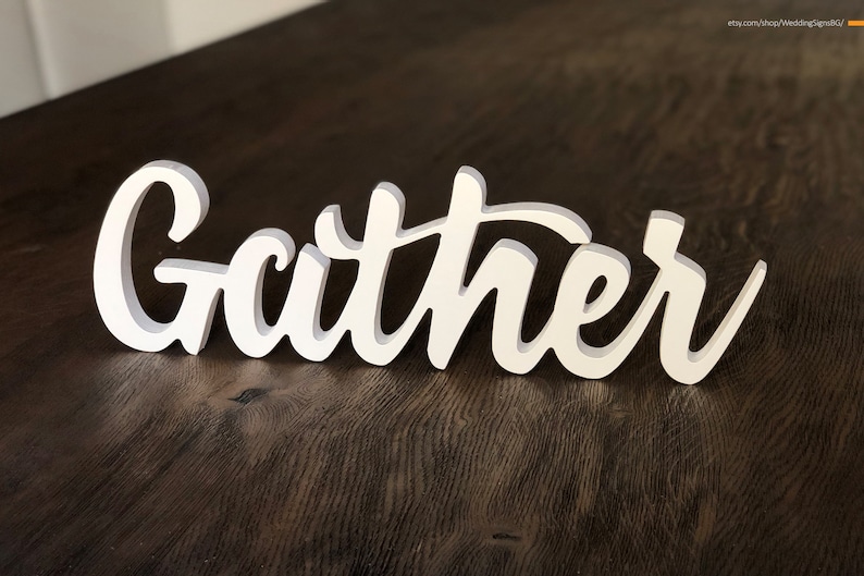 Gather Sign Gather Freestanding Sign Gather Wood Letters - Etsy