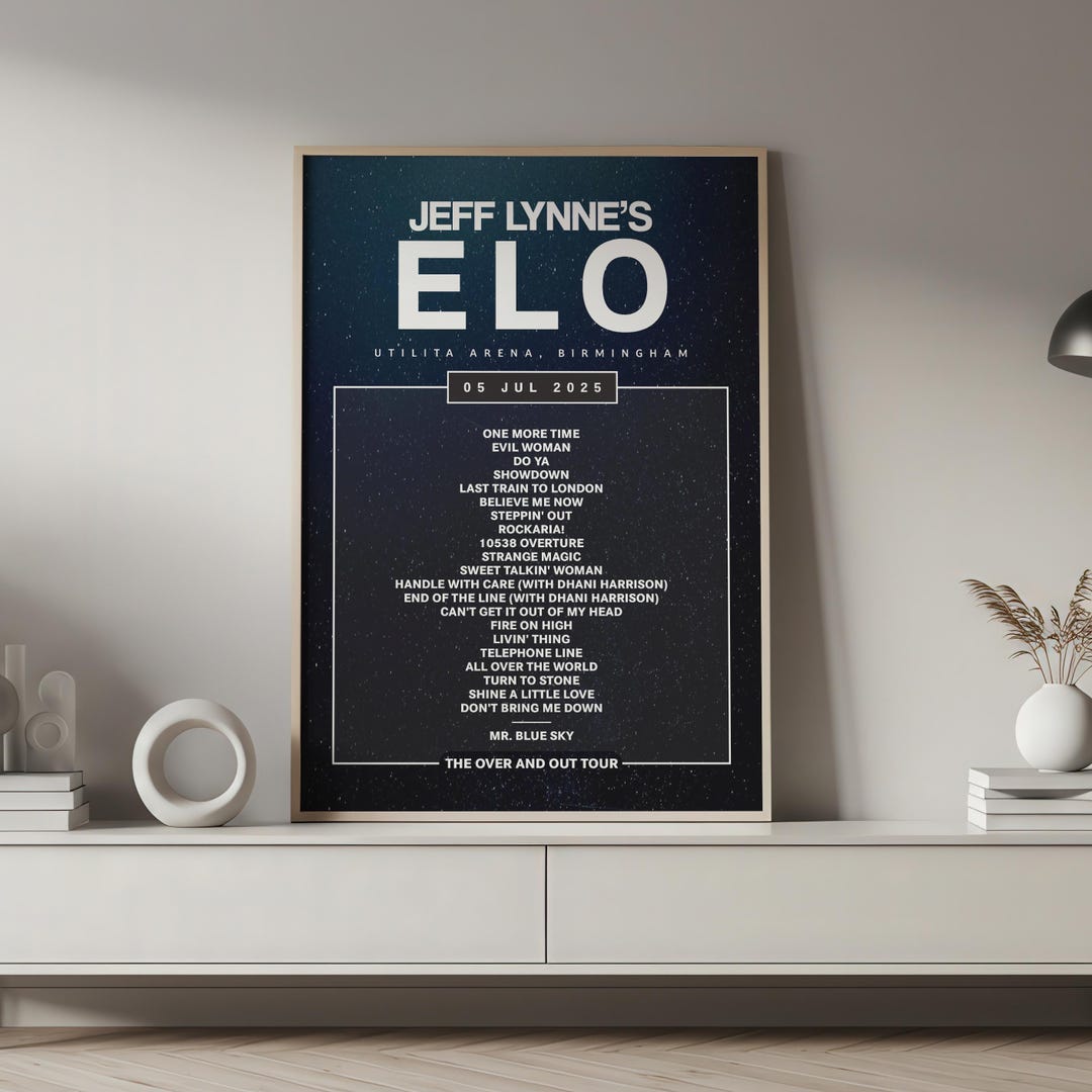 Jeff Lynne's ELO 2025 the Over and Out Tour Setlist Poster Print – Live ...