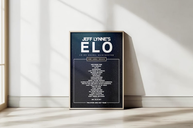 Jeff Lynne's ELO 2025 the Over and Out Tour Setlist Poster Print – Live ...