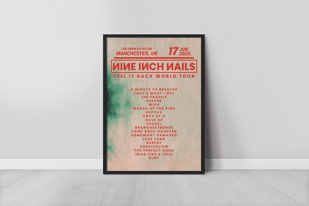 Nine Inch Nails 2025 UK Setlist Poster – Peel It Back Set List Tour ...