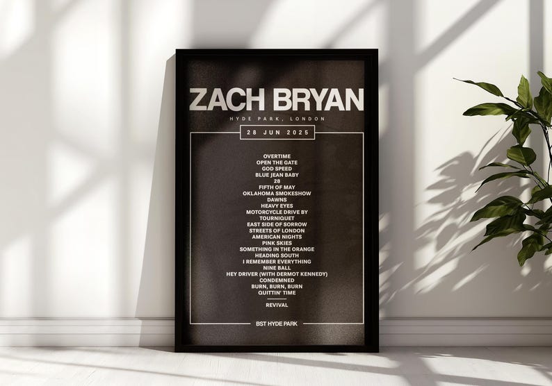 Custom Setlist Poster – Personalised Music Tour Print, Concert Set List ...