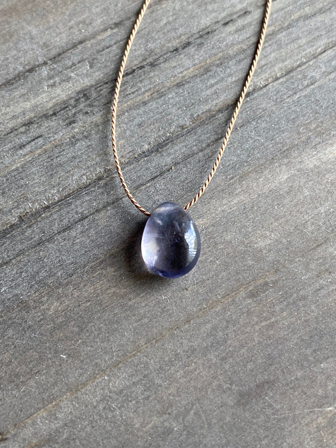 Iolite Necklace, Minimalist Necklace, Silk Thread Necklace, Necklace ...