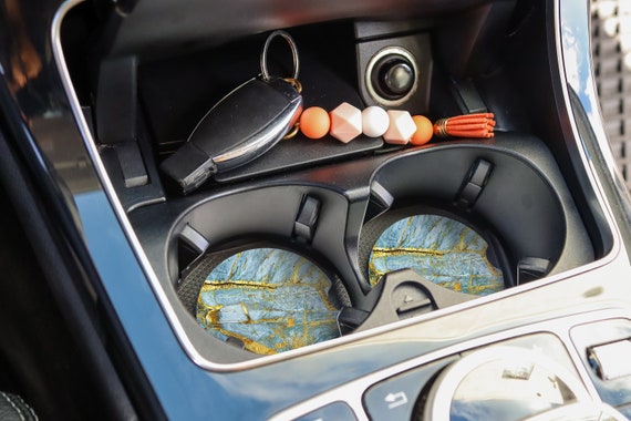 Blue Gold Marble Car Coasters Drink Coasters Handmade - Etsy