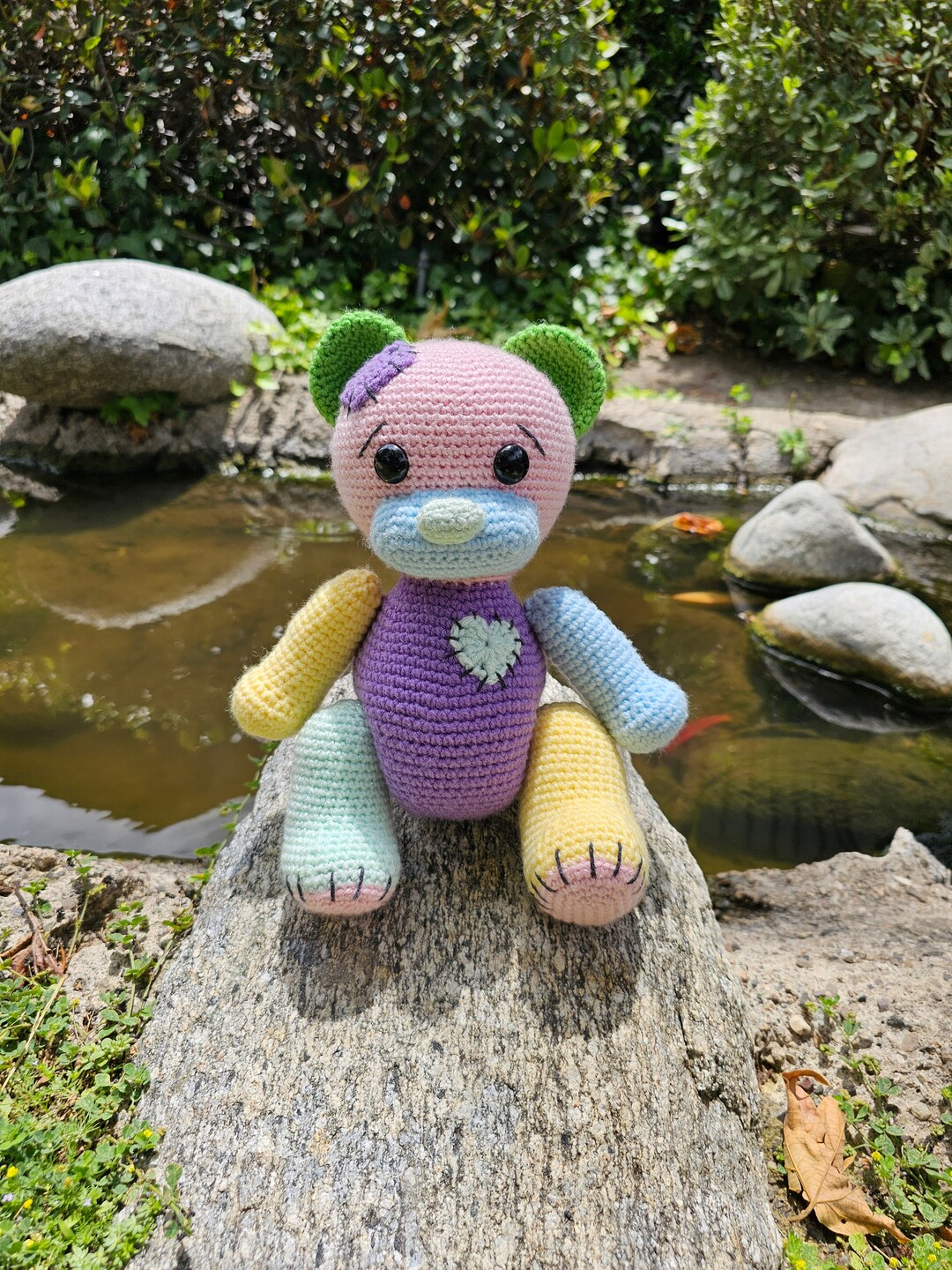 Color Block Teddy Bear Customized Gift Handmade Crochet - Etsy