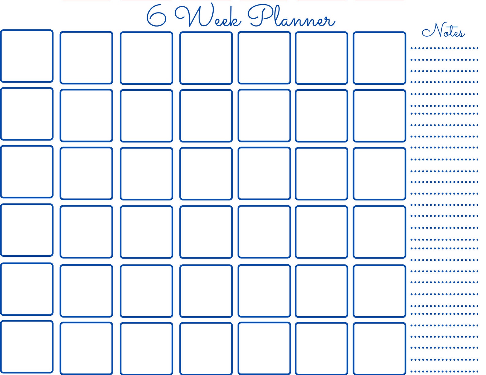 Single Page 6 Week Planner - Etsy