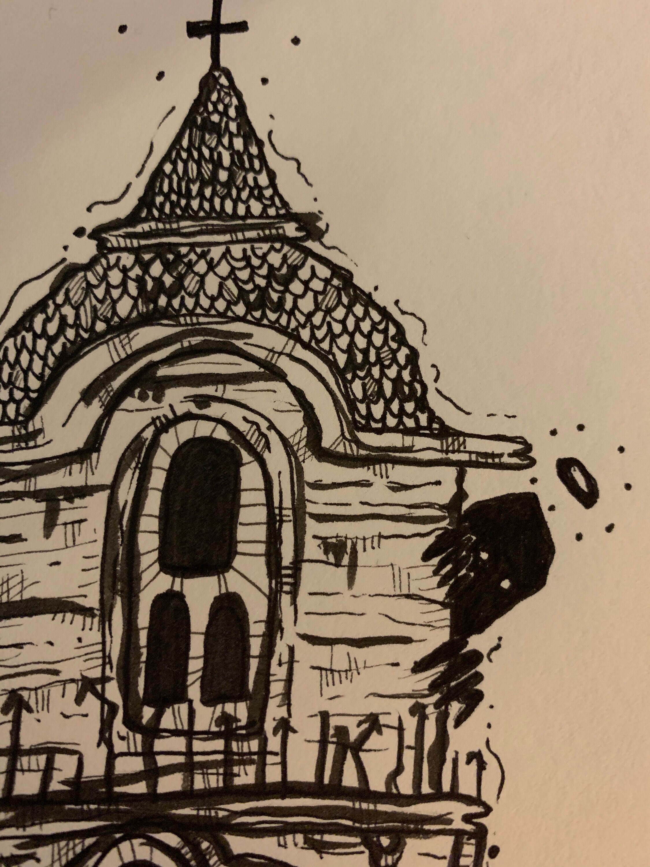 Peeking From Behind Old House Original Illustration - Etsy España