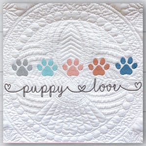 Puppy Love Paw Prints Machine Embroidery Design Line of Five Paw Prints ...