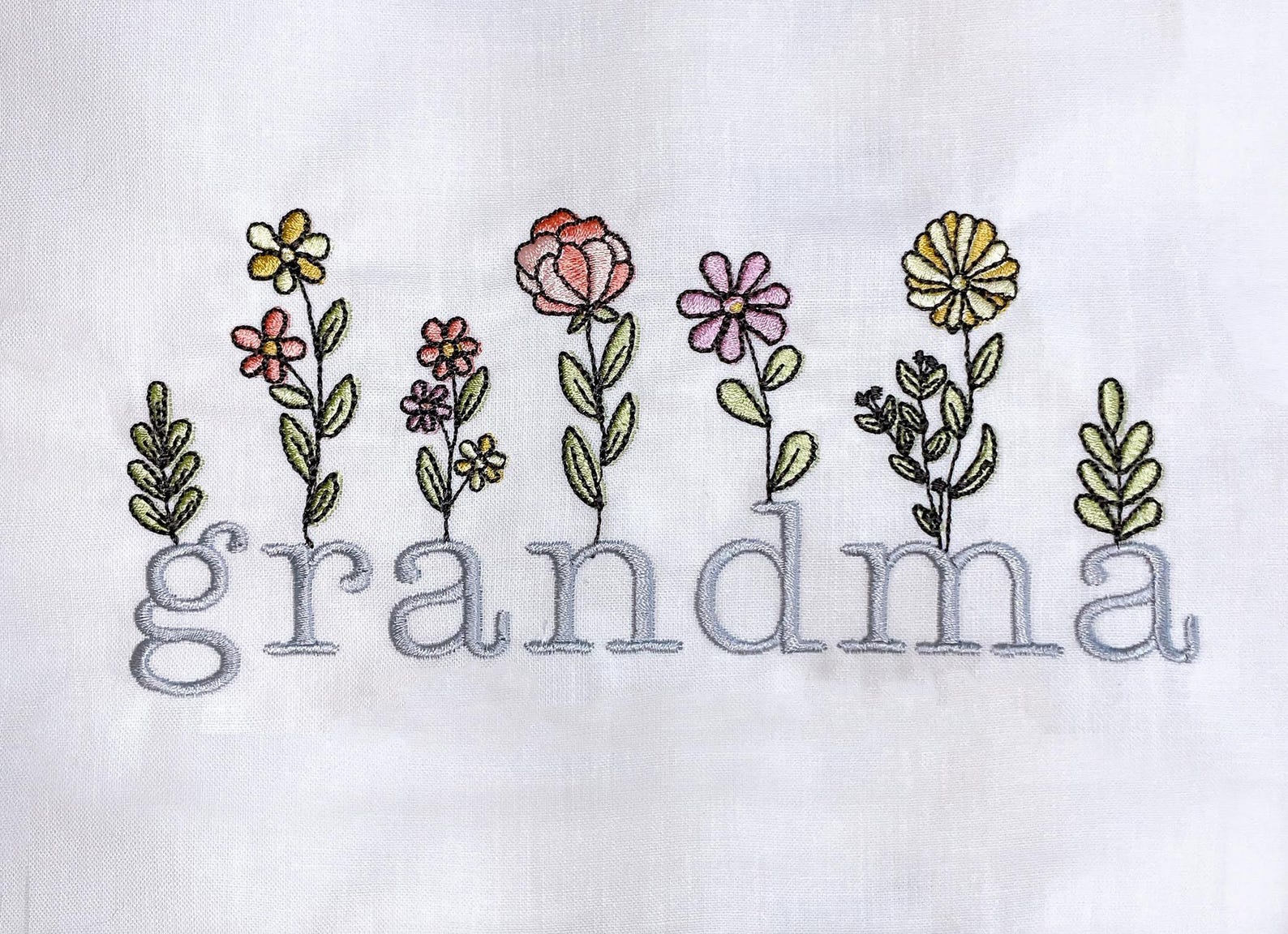 Wildflower Grandma Embroidery Design – Floral Machine Embroidery ...