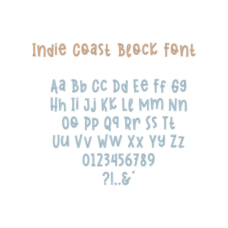 Indie Coast Machine Embroidery Font Trio: Native BX, Satin Stitch ...