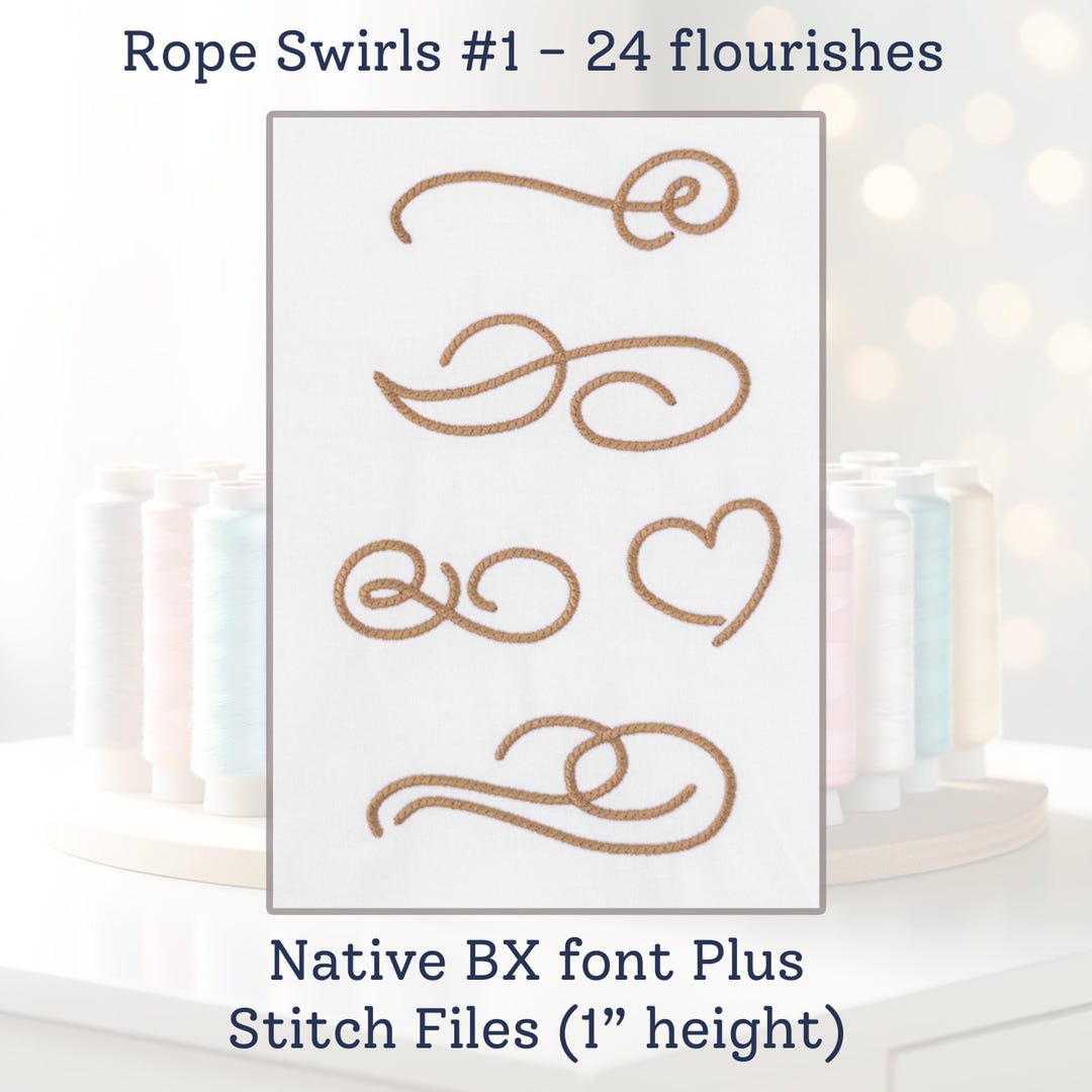 Rope Swirls #1, 24 Swirl Flourish Doodles, Decorative Embroidery ...
