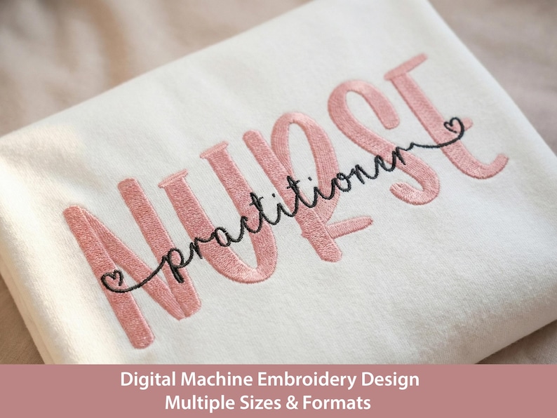 Nurse Practitioner Machine Embroidery Digital Design Word Art in 3 ...