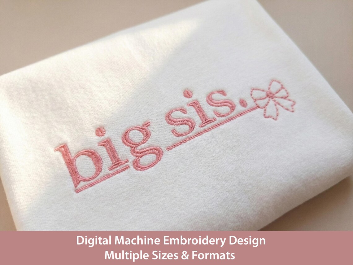 Big Sis Machine Embroidery Design, Coquette Bow, Sibling Shirt ...