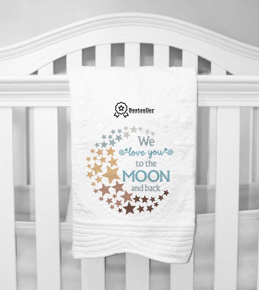 Ombre Moon & Stars Embroidery Design: Baby Nursery Decor (digital ...