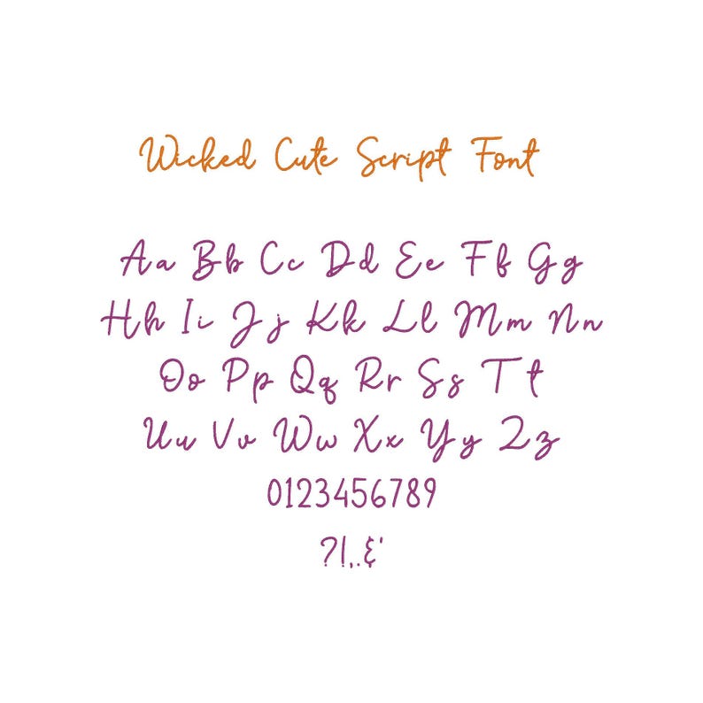 Wicked Cute Script Font, Machine Embroidery BX Font (digital Download ...