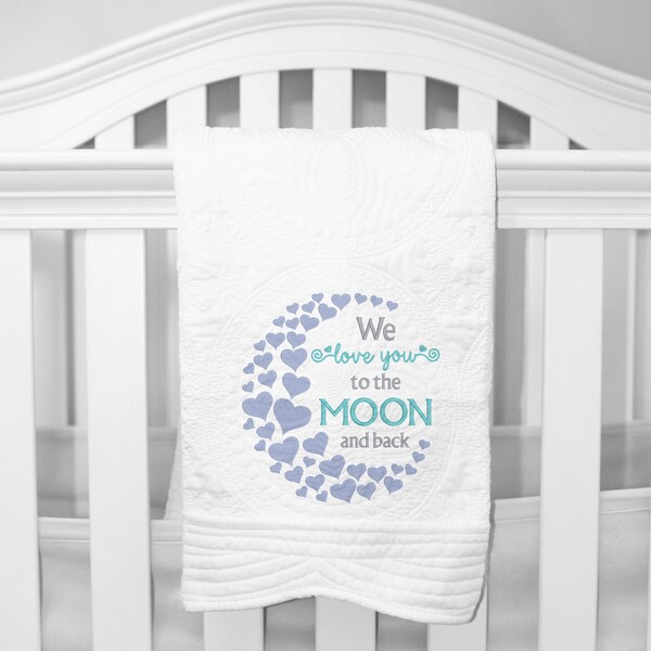 Machine Embroidery I Love You to the Moon and Back - Etsy