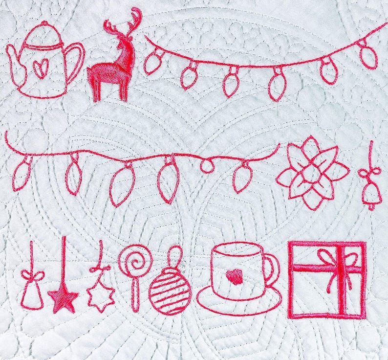 Christmas Doodles Embroidery Designs: 36 Ornaments, Trees (BX Font) - Etsy