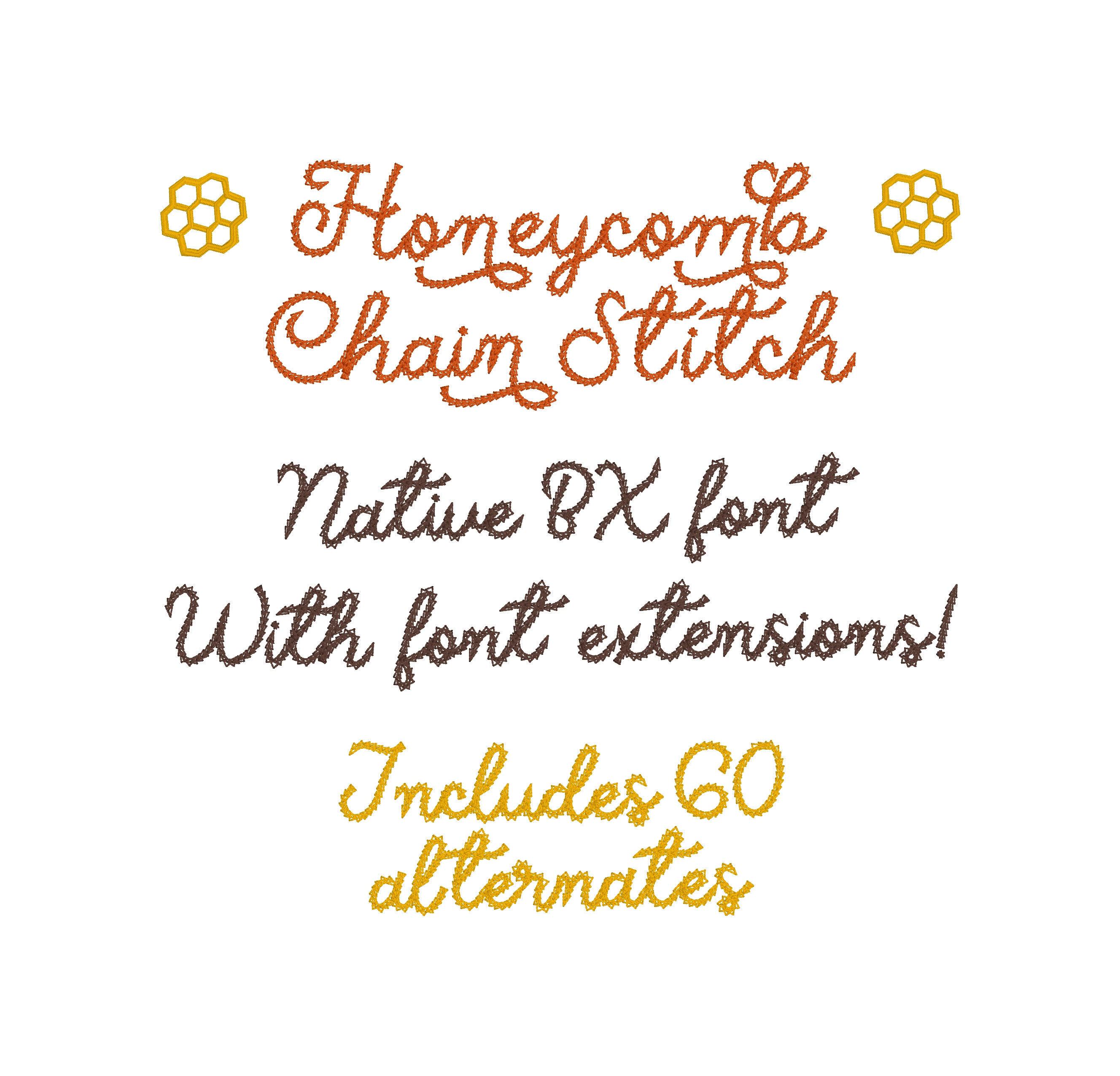 Honeycomb Chain Stitch Machine Embroidery Font: Native BX, 3 Sizes ...