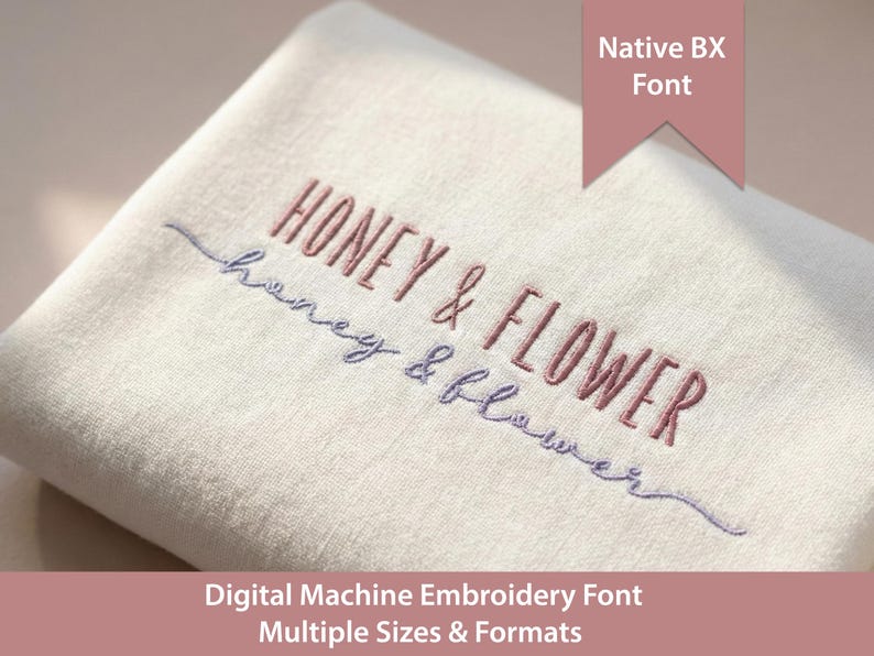 Honey & Flower Native BX Embroidery Font: Satin Stitch Alphabet ...