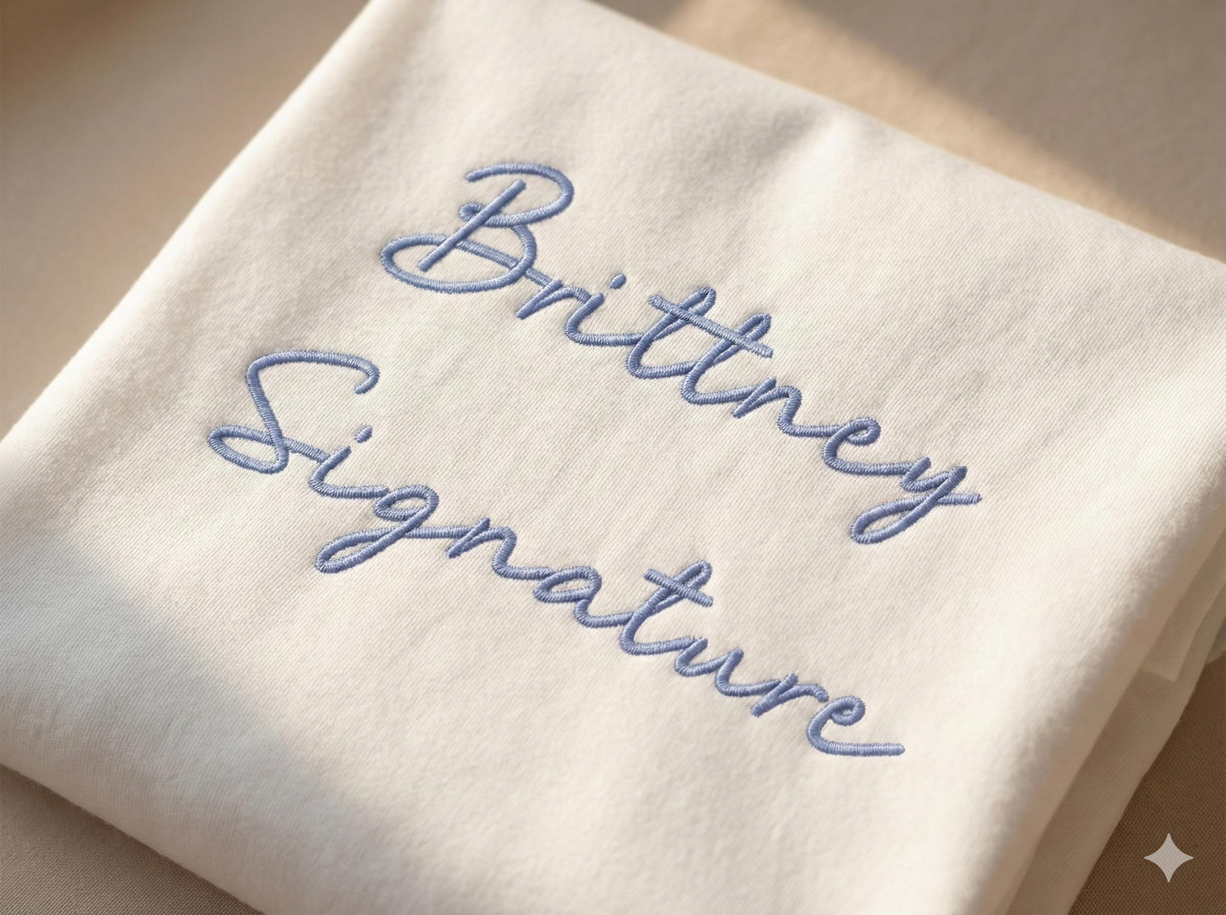 Brittney Signature Script Embroidery Font: Native BX + Stitch Files ...