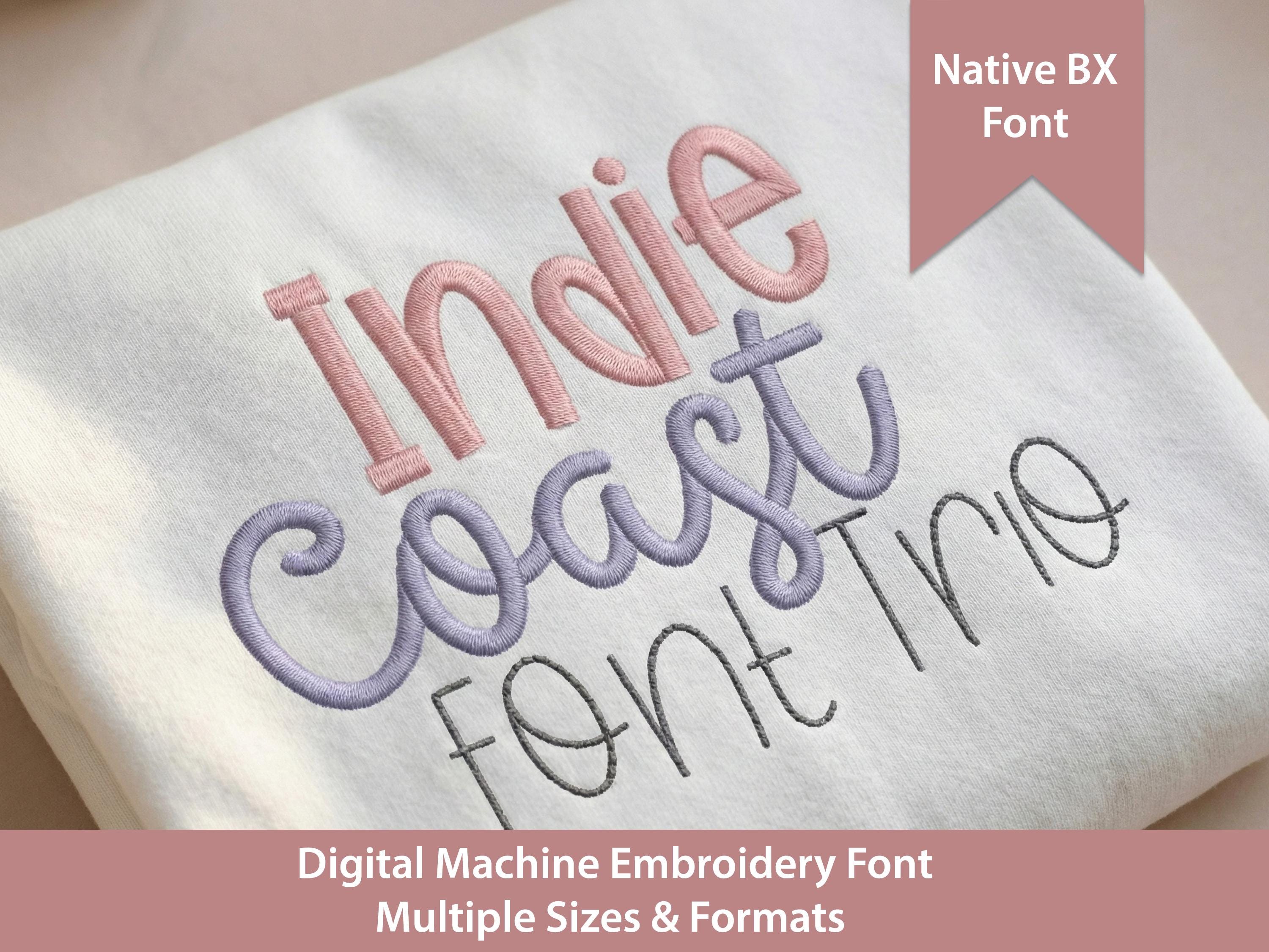 Indie Coast Machine Embroidery Font Trio: Native BX, Satin Stitch ...