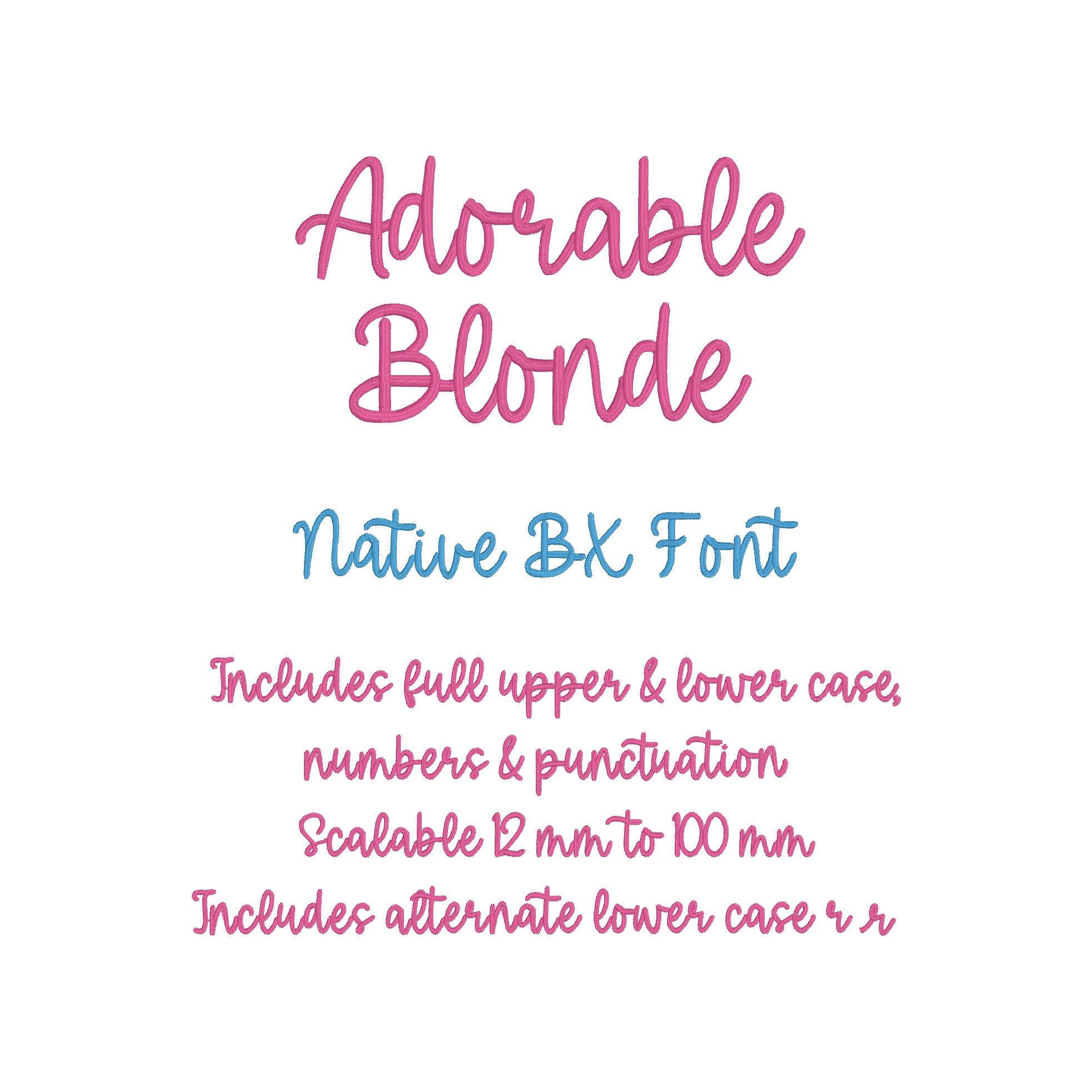 Adorable Blonde Embroidery Font: Native BX ONLY, Satin Stitch (digital ...