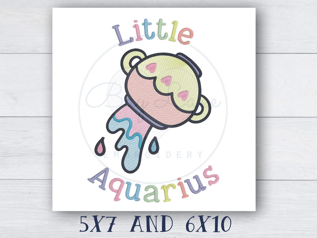 Aquarius Zodiac Sign Machine Embroidery Design Digital Download Sketch ...