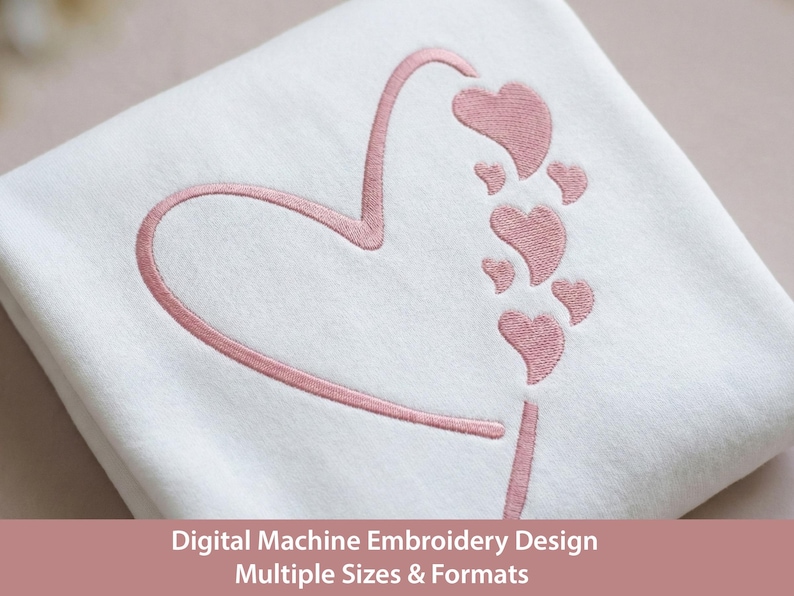 Set of 2 Minimalist Heart Machine Embroidery Designs Digital File - Etsy
