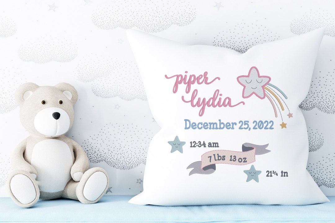 Falling Star Birth Announcement, Machine Embroidery Design, 8 X8 Hoop ...