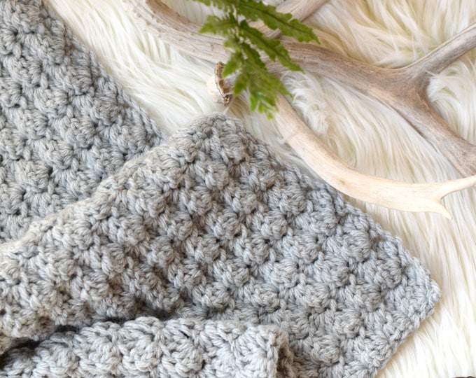 Simple Crocheted Blanket Pattern, Easy Crocheted Blanket, Grey Blanket ...