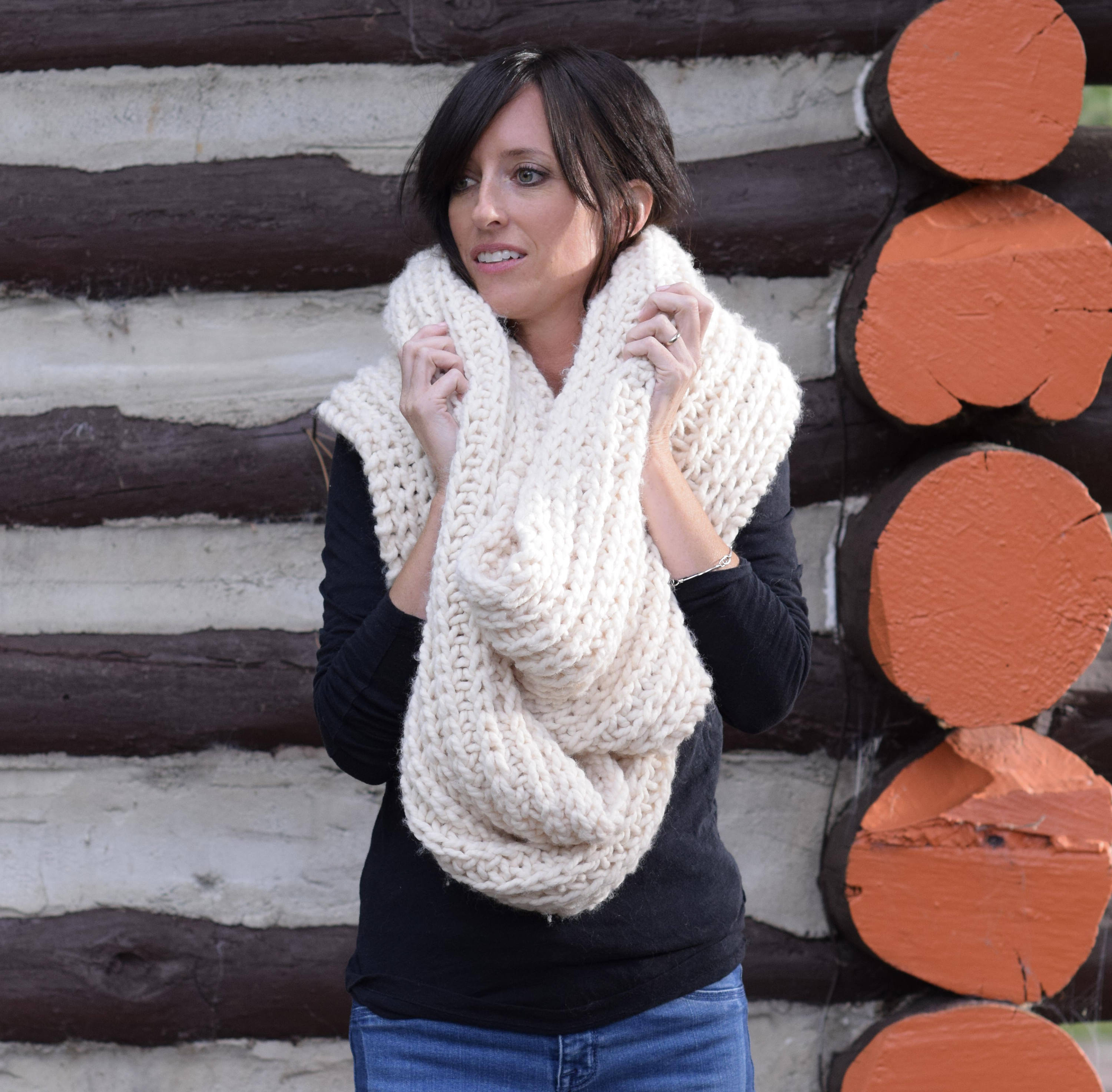 Big Knit Scarf, Oversized Knit Scarf Pattern, Easy Knit Scarf Pattern ...