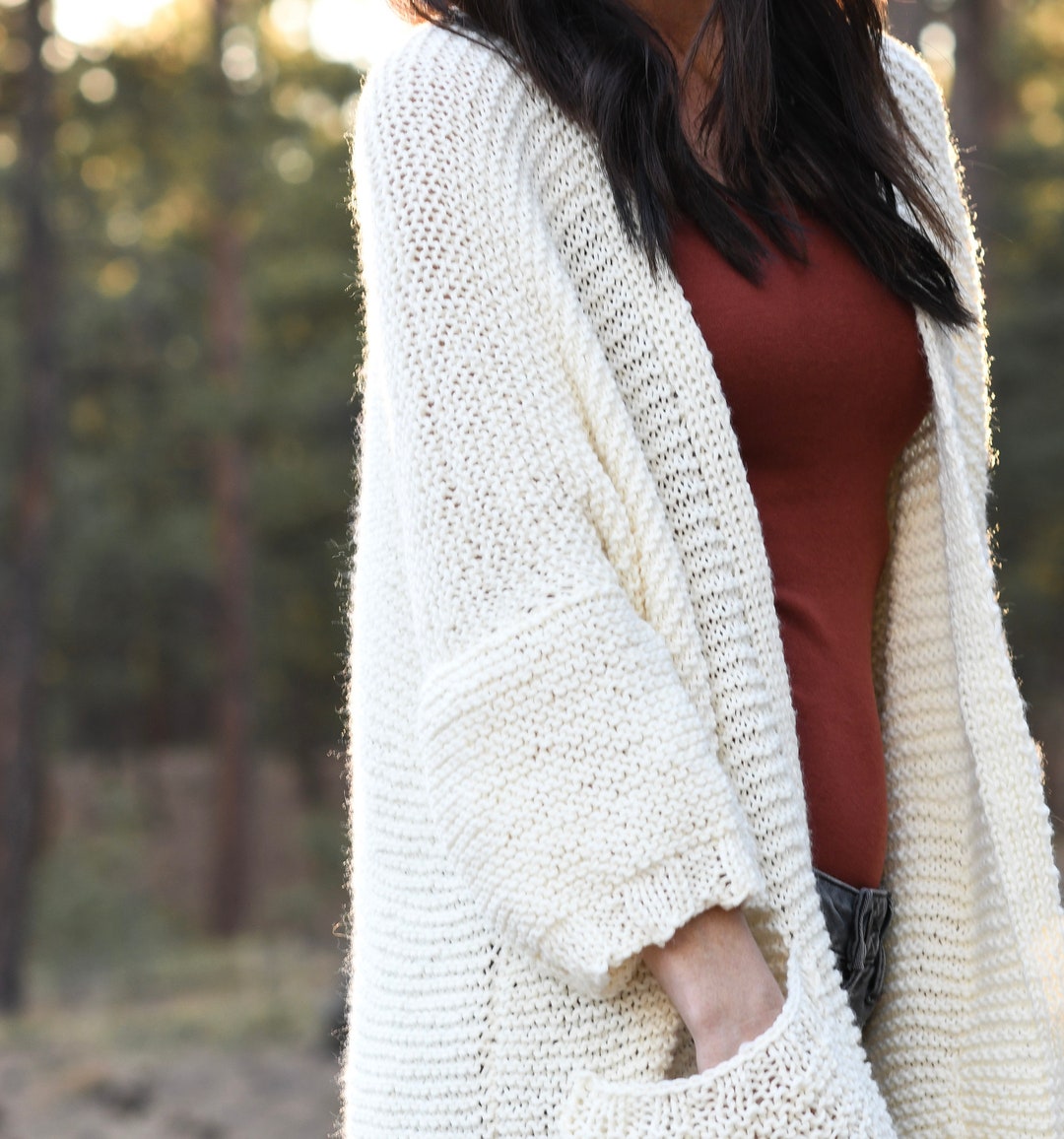 Easy Cardigan Knitting Pattern, Haven Pocket Shawl Cardigan, Beginner ...