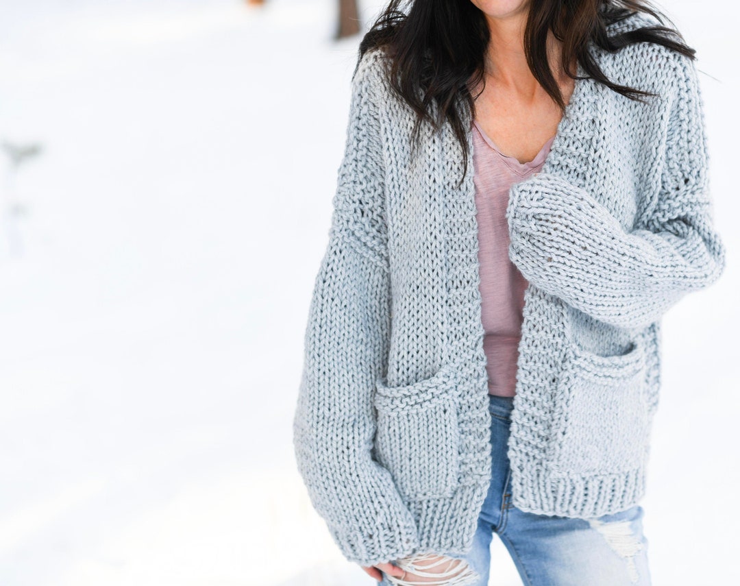 Moonbow Slouchy Knit Cardigan Pattern, Easy Knit Sweater Pattern ...