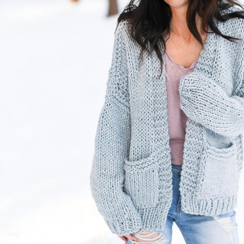 PATTERN Slouchy Cropped Cardigan Pattern Chunky Knit - Etsy