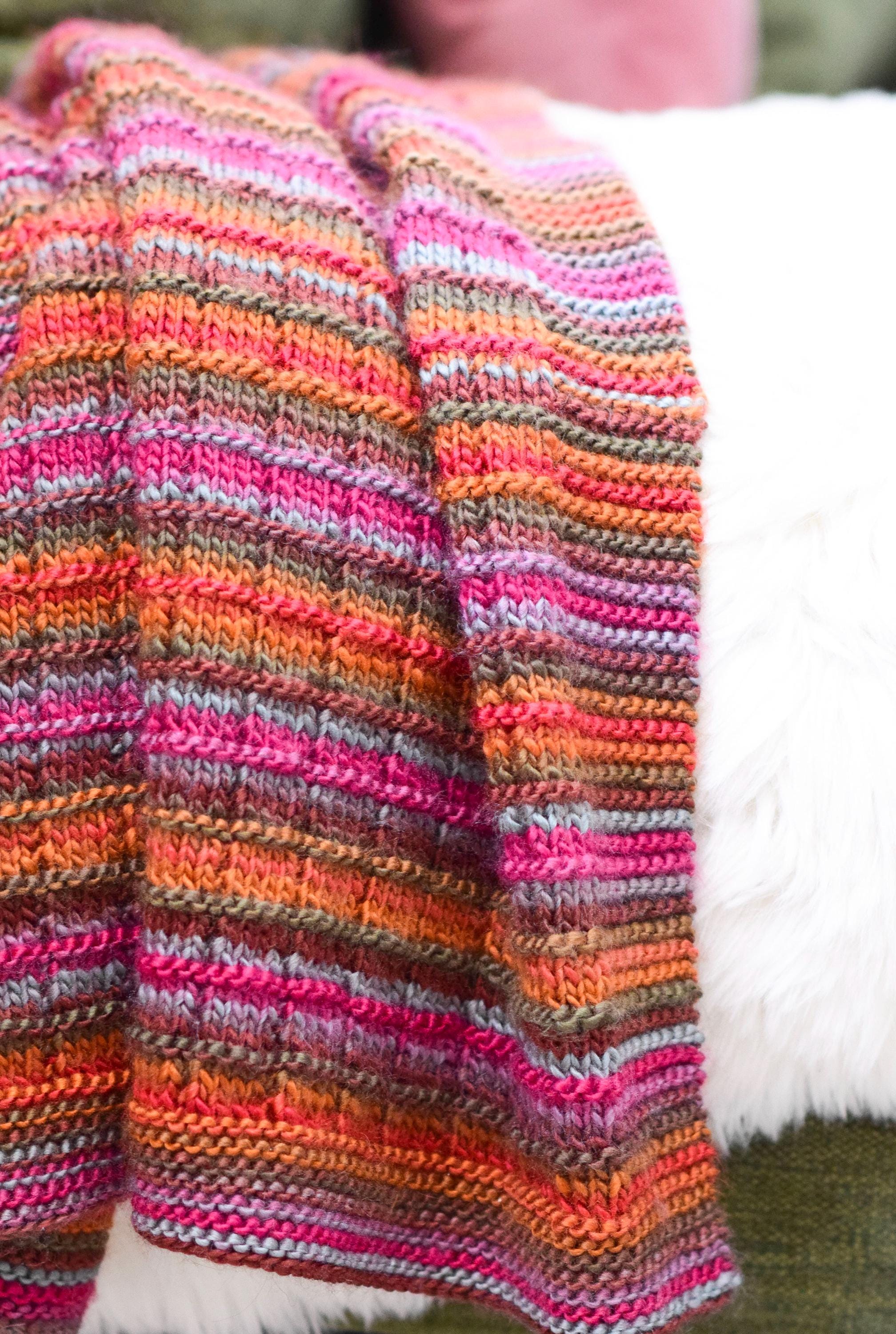 KNIT Colorado Prismatic Blanket Knitting Pattern, Striped Knit Blanket ...
