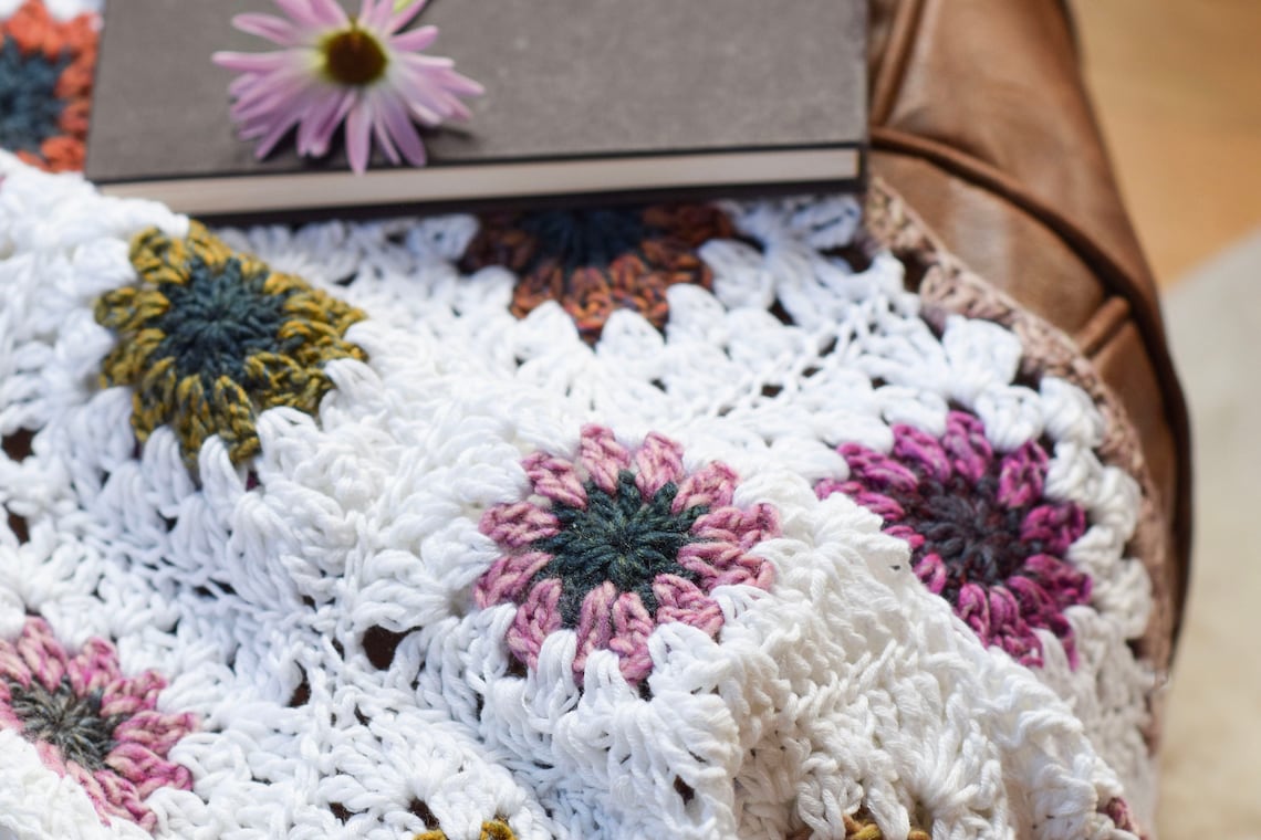 Meadow Flowers Blanket Crochet Pattern, Flower Granny Square Crochet ...