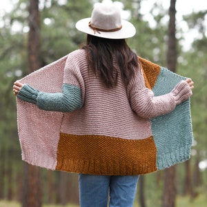Comfy Colors Colorblock Cardigan Easy Knitting Pattern, Fall Sweater ...