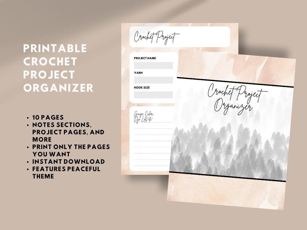 Crochet Project Planner, Crochet Pattern Organizer, Printable Crochet ...