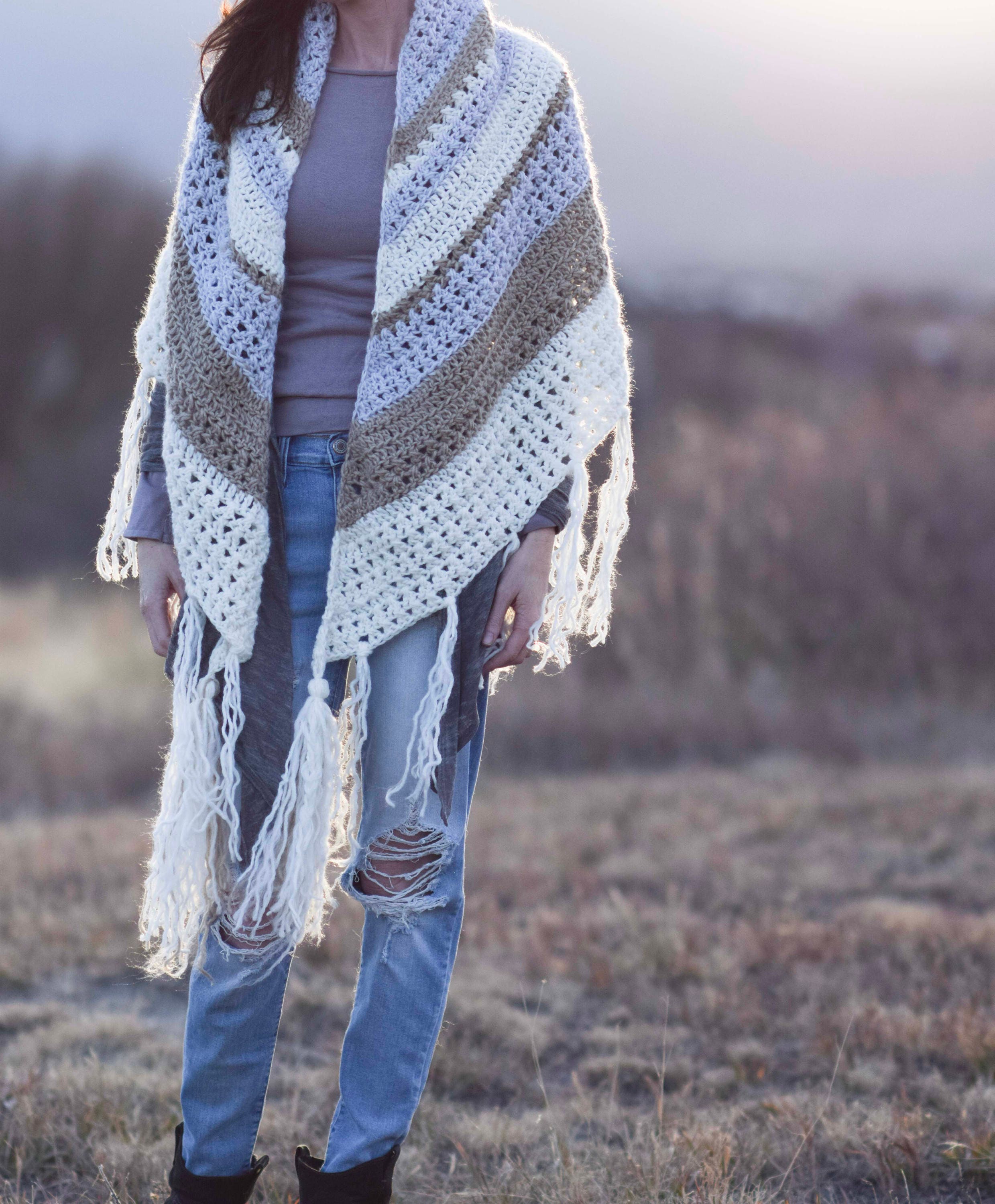 Crocheted Triangle Wrap Pattern Crochet Shawl Pattern - Etsy