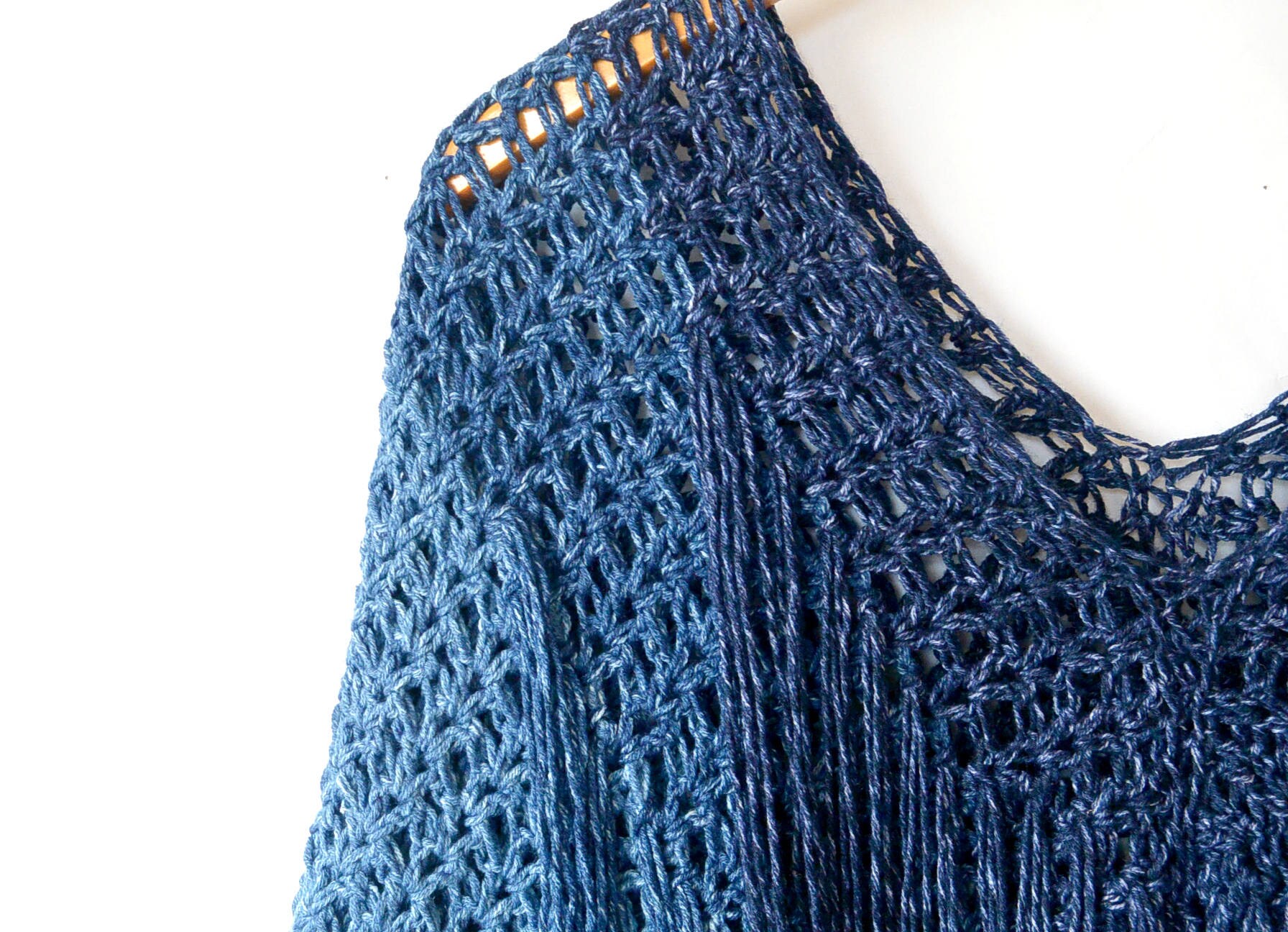 Easy Crochet V-stitch Poncho Pattern, Boho Ombre Fringe (PDF Pattern ...