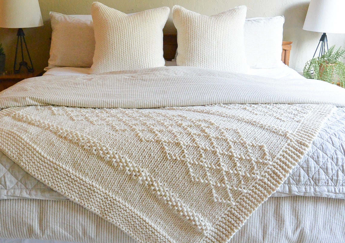 Chunky Knit Blanket Pattern Quick Throw Knitting Pattern - Etsy