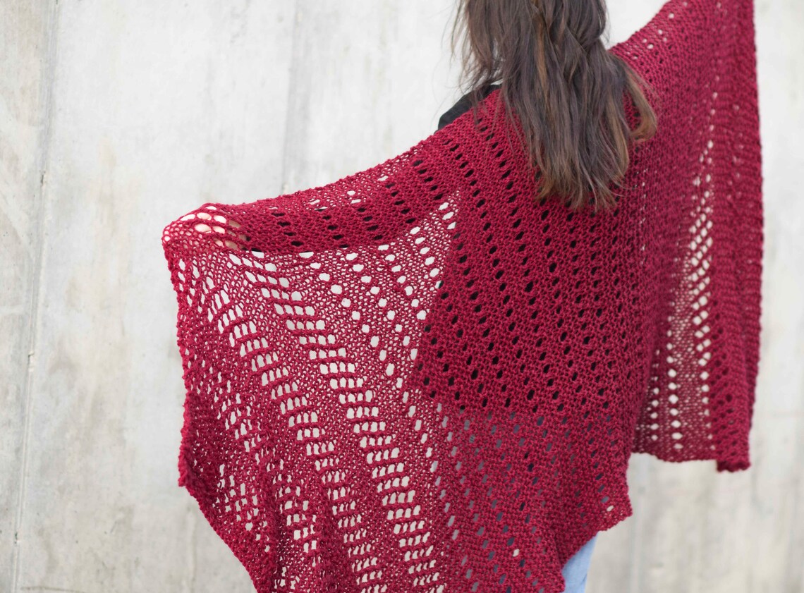 Merlot Wrap Knitting Pattern, Knit Shawl Pattern, Blanket Scarf ...