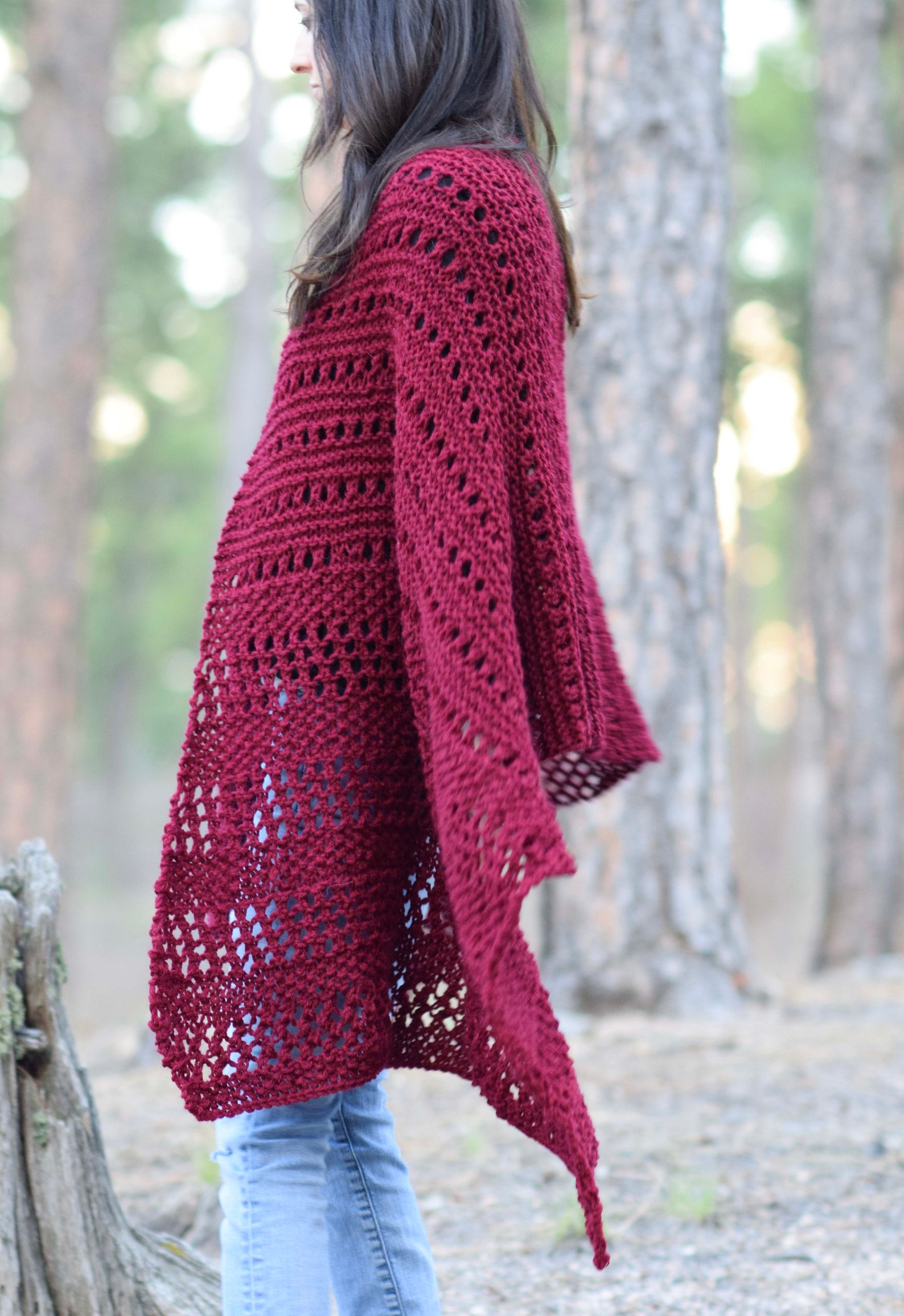 Merlot Wrap Knitting Pattern, Knit Shawl Pattern, Blanket Scarf ...