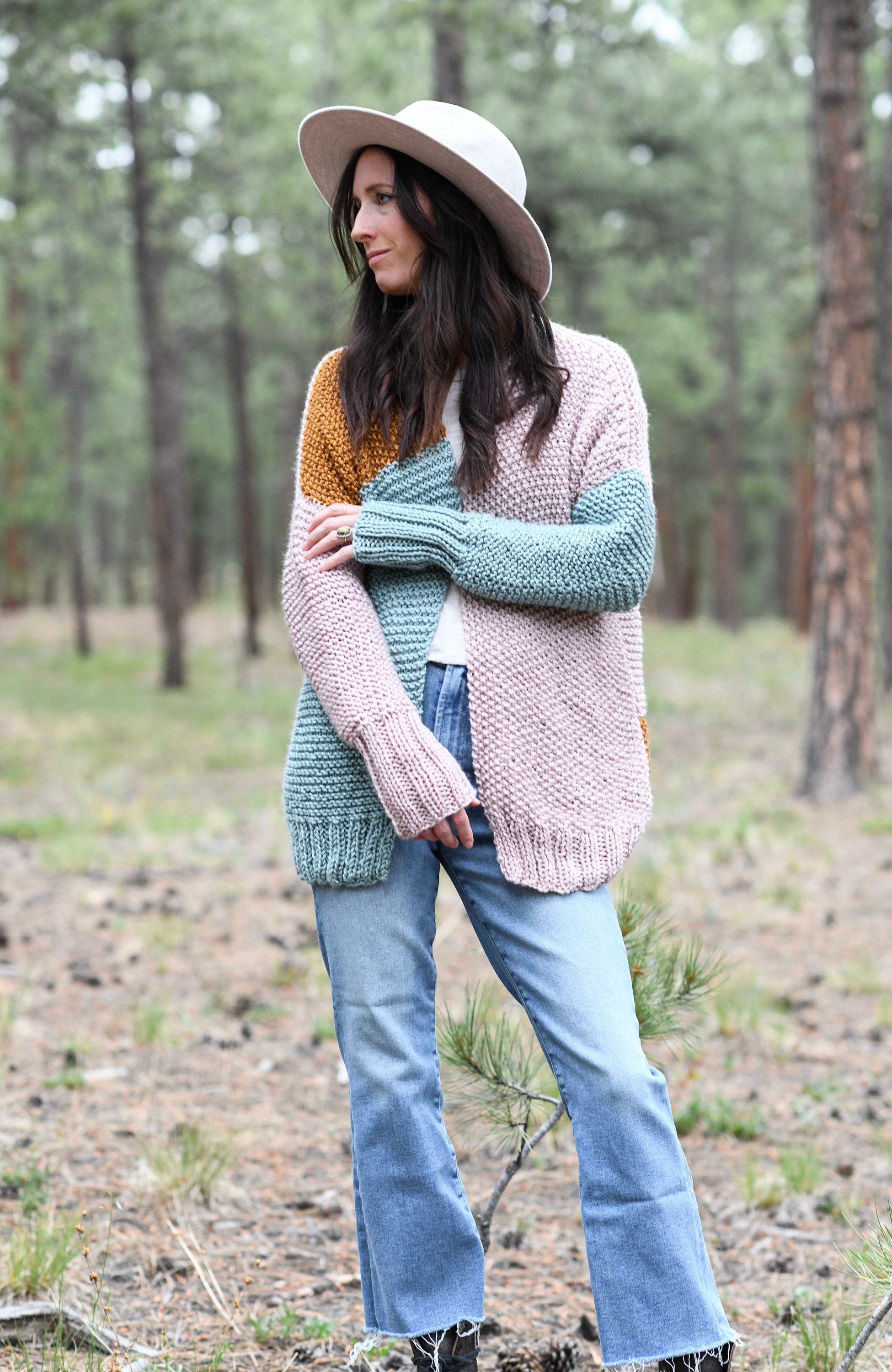 Comfy Colors Colorblock Cardigan Easy Knitting Pattern Fall - Etsy