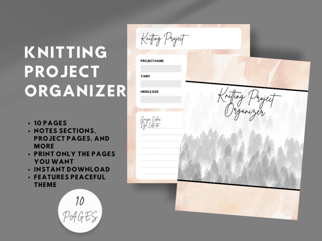 Knitting Project Planner, Knitting Pattern Organizer, Printable ...