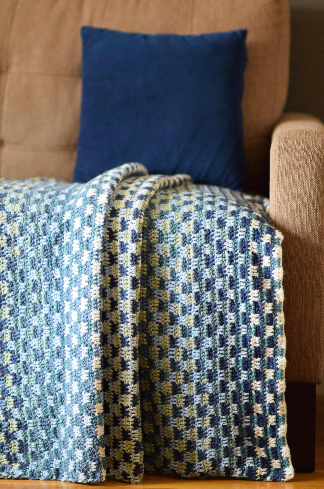 Checker Blanket Crochet Pattern, River Run Blanket, Plaid Blanket ...