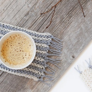 Knit Mug Rug Pattern, Knit Coasters Pattern, Beginner Coasters Knitting ...