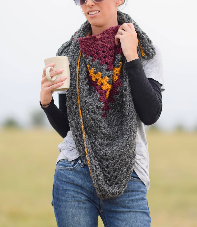 Crocheted Triangle Scarf Pattern Triangle Shawl Pattern Easy - Etsy