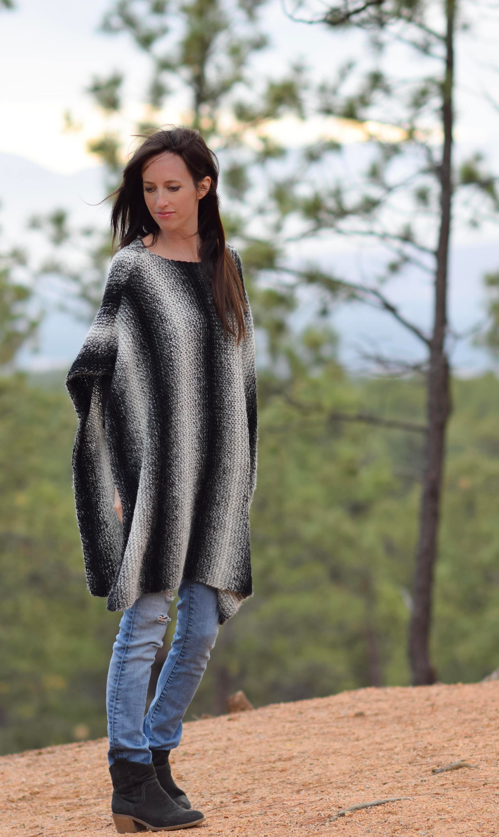 Easy Knit Poncho Pattern, Aspen Relaxed Knit Poncho Pattern, Easy ...